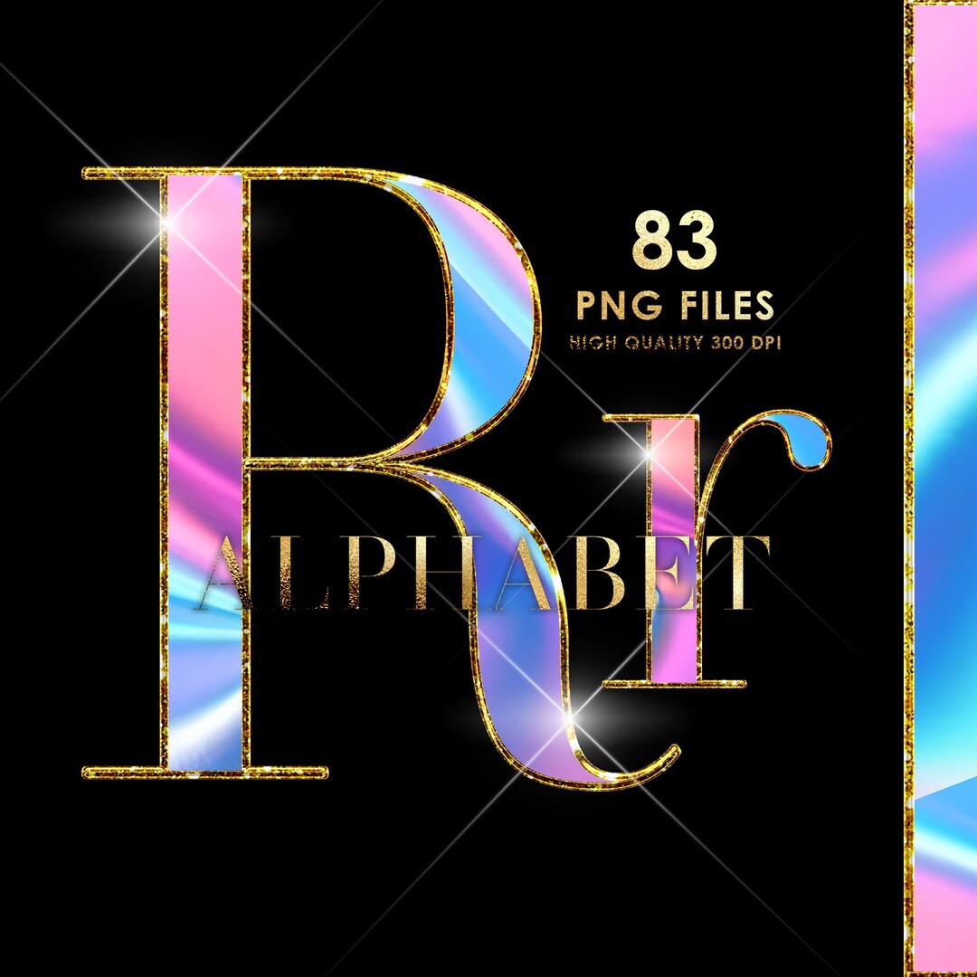 Rainbow Glitter Alphabet Png Clip Art, Holographic Alphabet, Colorful ...