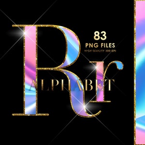 Rainbow Glitter Alphabet Png Clip Art, Holographic Alphabet, Colorful ...