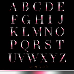 Pink Metallic Alphabet PNG Clipart, Pink and Silver Chrome Alphabet ...