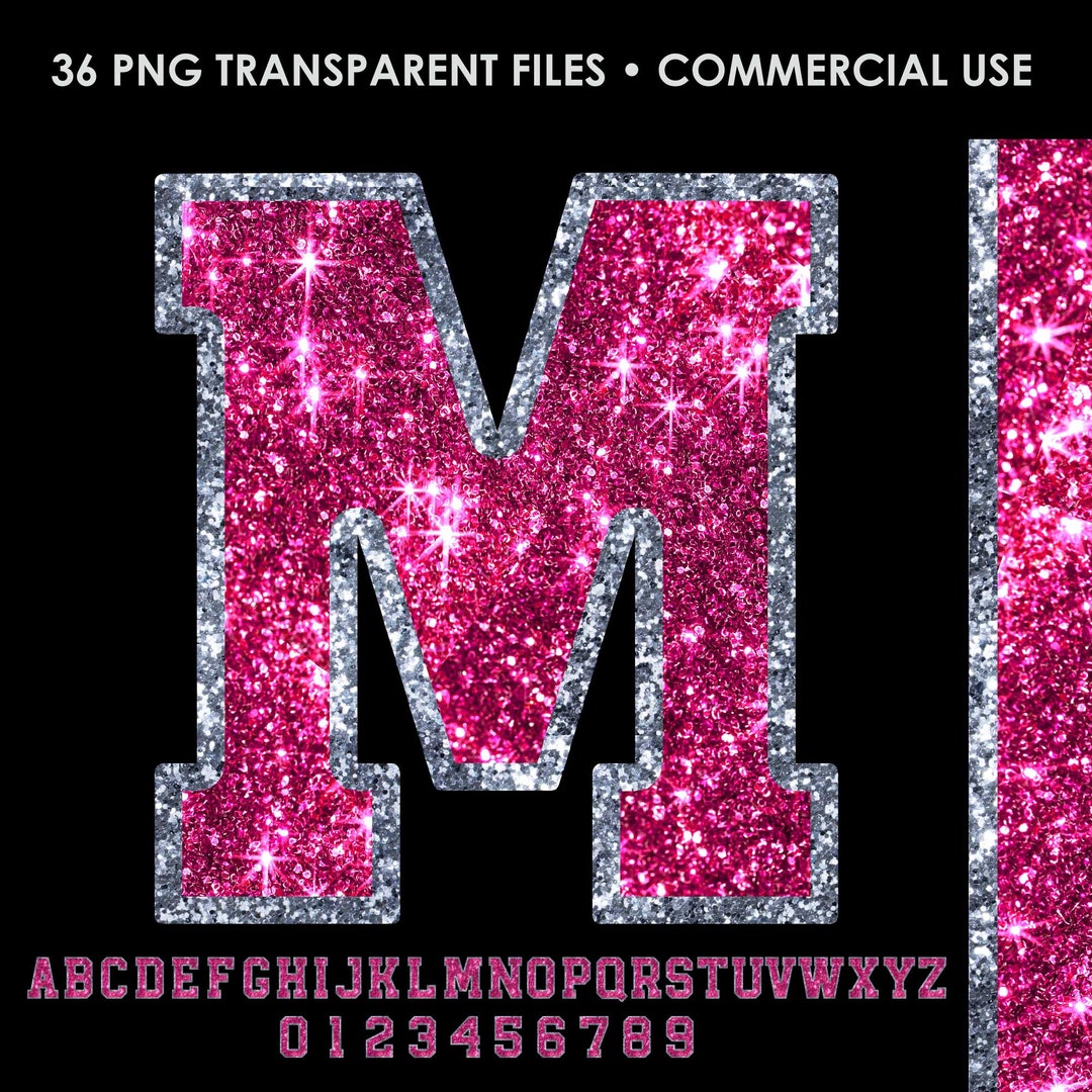 Glitter Sport Alphabet Png Clip Art, Pink and Gray Glitter Alphabet ...