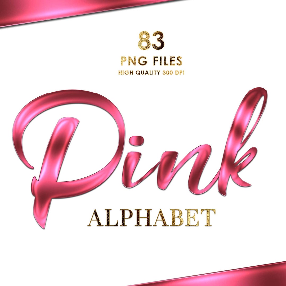 Pink Alphabet Png Clip Art, Script Alphabet PNG, Glitter Pink Letters ...
