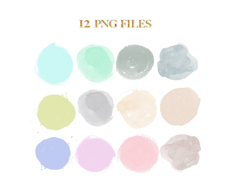 Pastel Watercolor Clipart Watercolor Circles Clipart Logo - Etsy