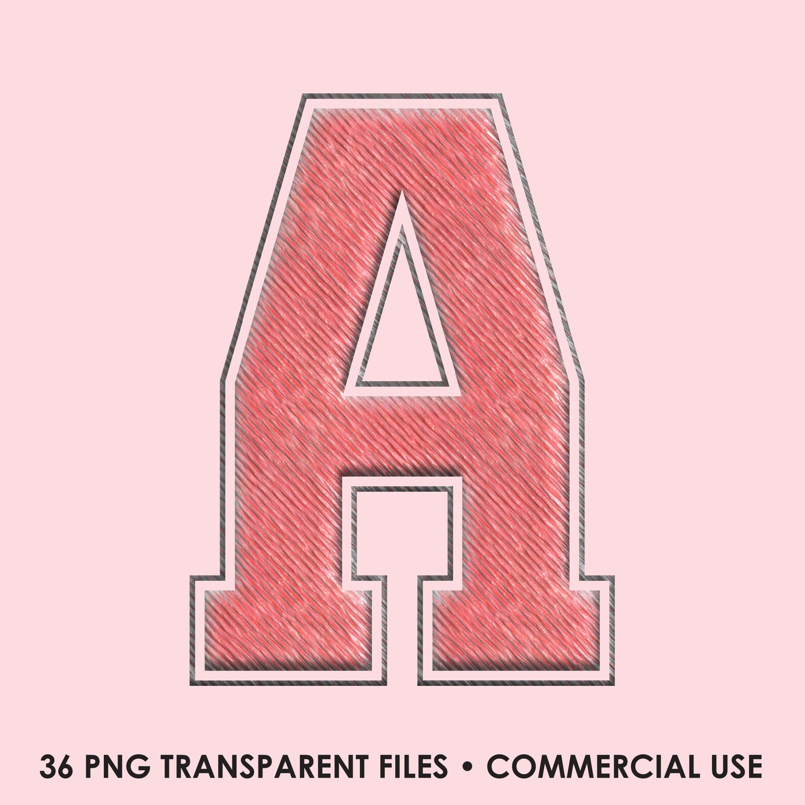 Pink Faux Embroidery Stitch Chenille Letters Clip Art, Sports College ...