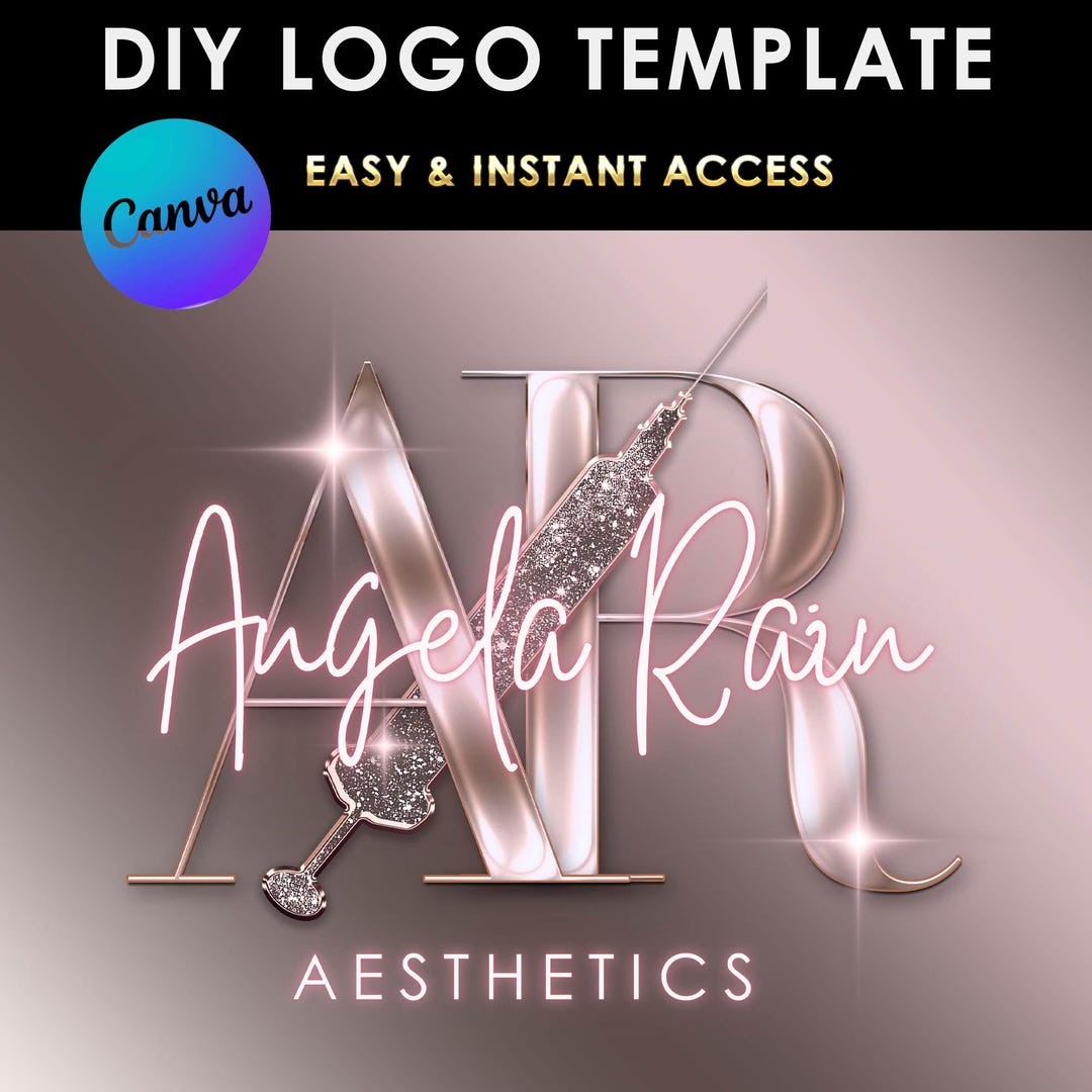 Syringe Logo, Editable DIY Logo Design Template, Cosmetics Logo, Gold ...