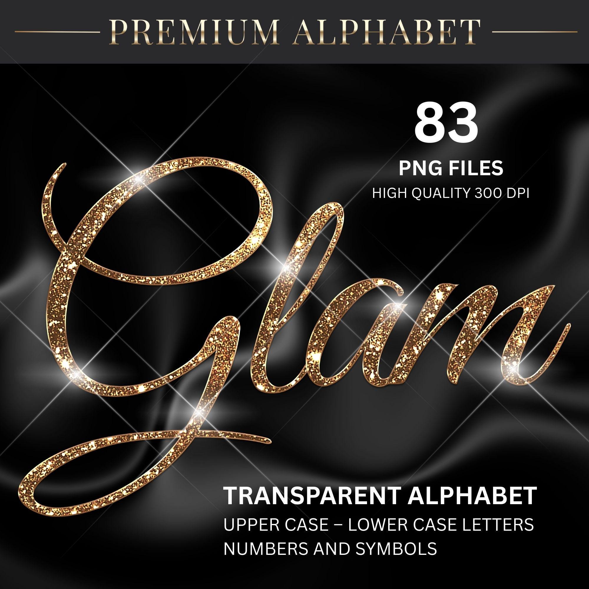 Glitter Gold Alphabet PNG Clip Art, Cursive Font Letters (digital ...
