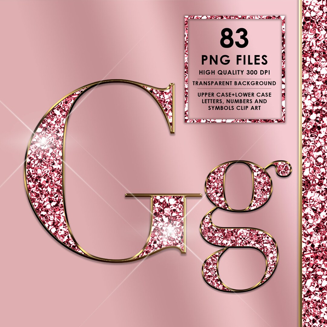 Pink Chunky Glitter Alphabet Clip Art, Rose Gold Letters, Pink Alphabet ...