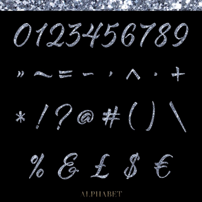 Glitter Silver Alphabet Clipart, Diamond Alphabet PNG, Silver Letters ...