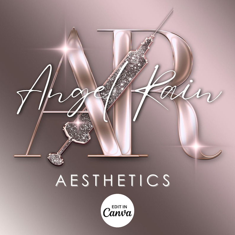 Syringe Logo, Editable DIY Logo Design Template, Cosmetics Logo, Gold ...