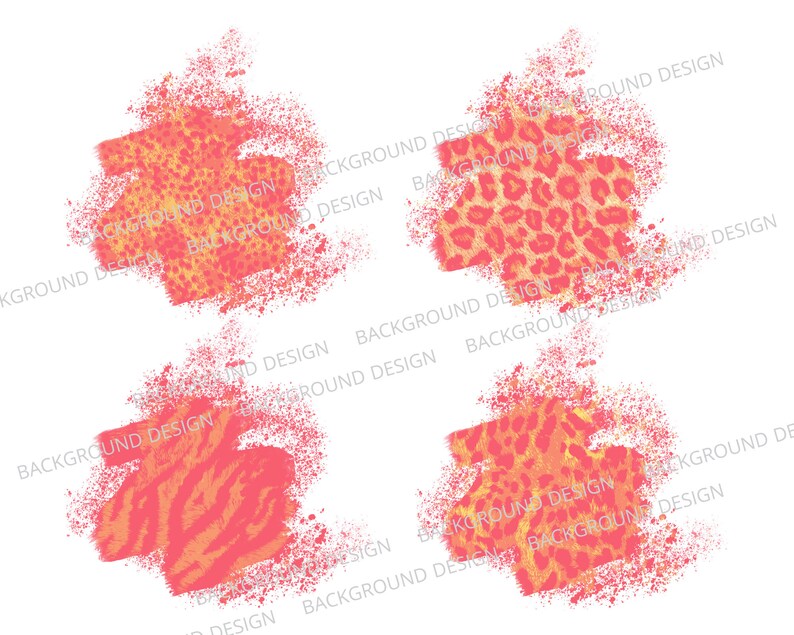 Distressed Leopard Frame Png Peach Leopard Background Png | Etsy