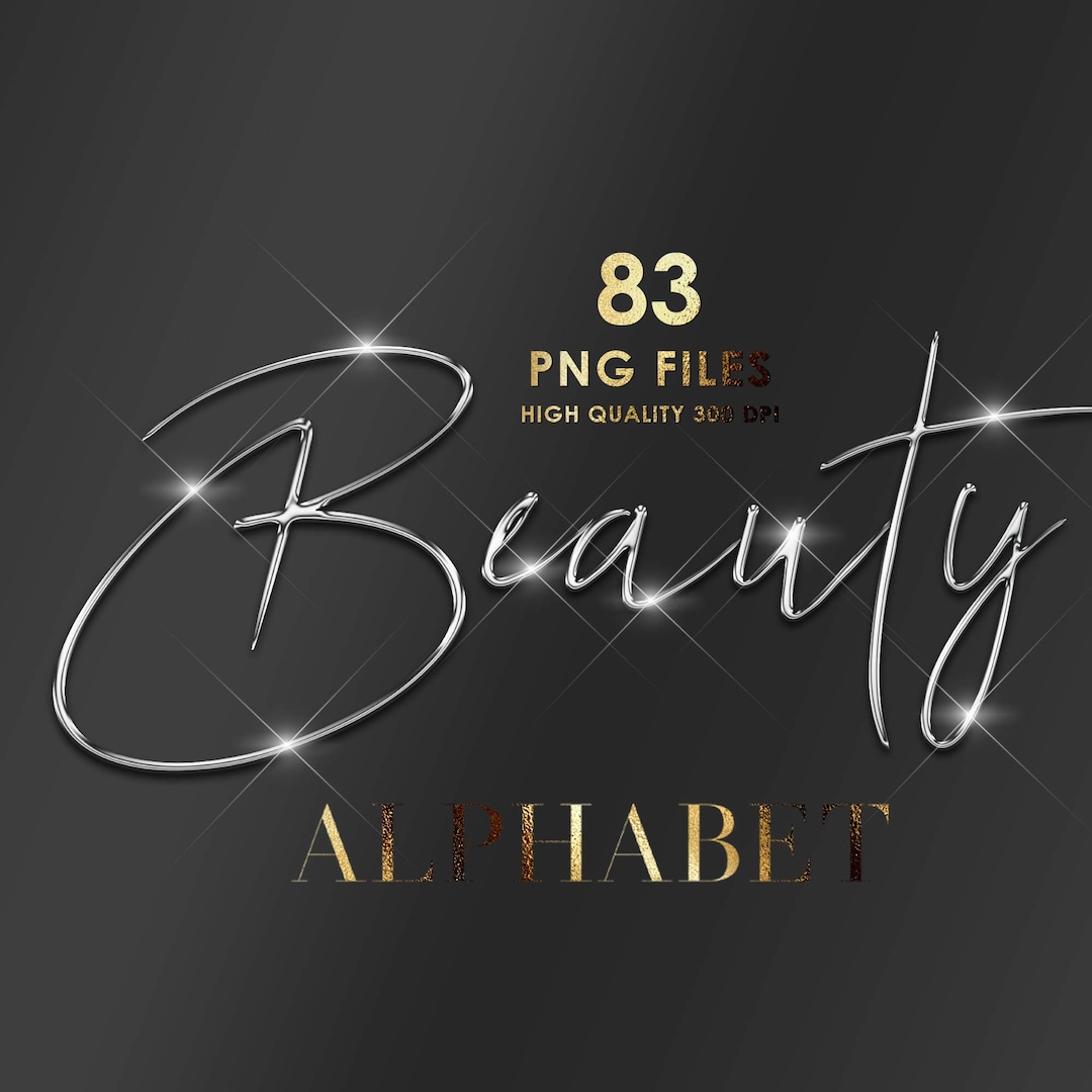 Silver Chrome Alphabet Clipart, Silver Alphabet PNG, Script Metallic ...