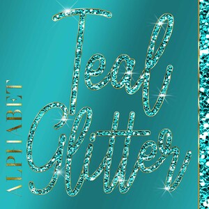 Teal Script Doodle Alphabet Png Clip Art, Blue Cursive Glitter Letters ...