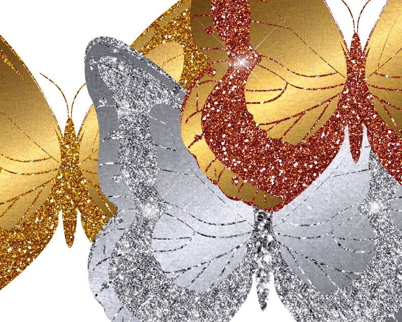 Glitter Gold Foil Butterfly Clipart Gold Foil Design - Etsy