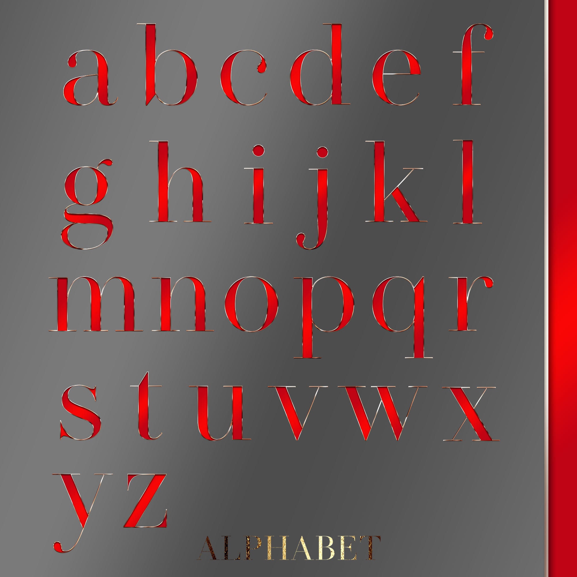 Red and Gold Alphabet PNG Clipart, Red Letters Png, Red Chrome Alphabet ...