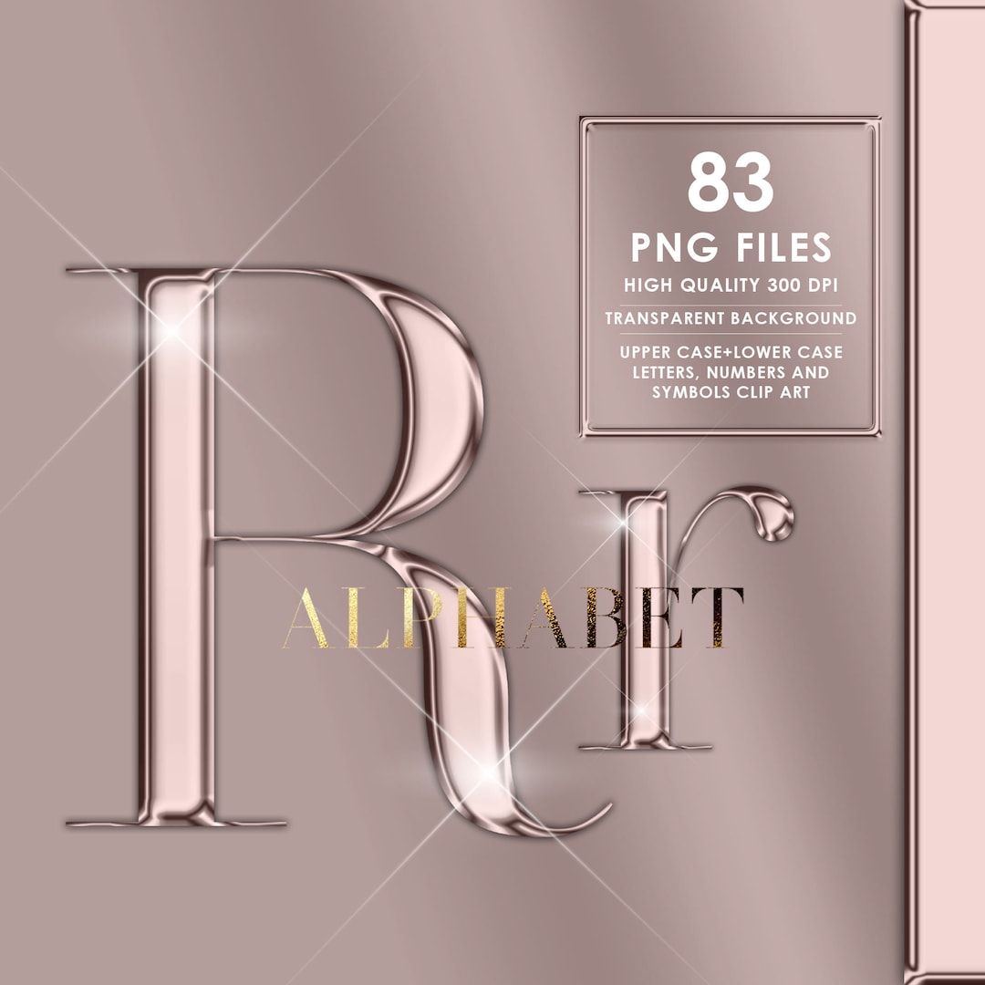 Rose Gold Chrome Alphabet PNG Clip Art, Rose Gold Letters Png, Rose ...