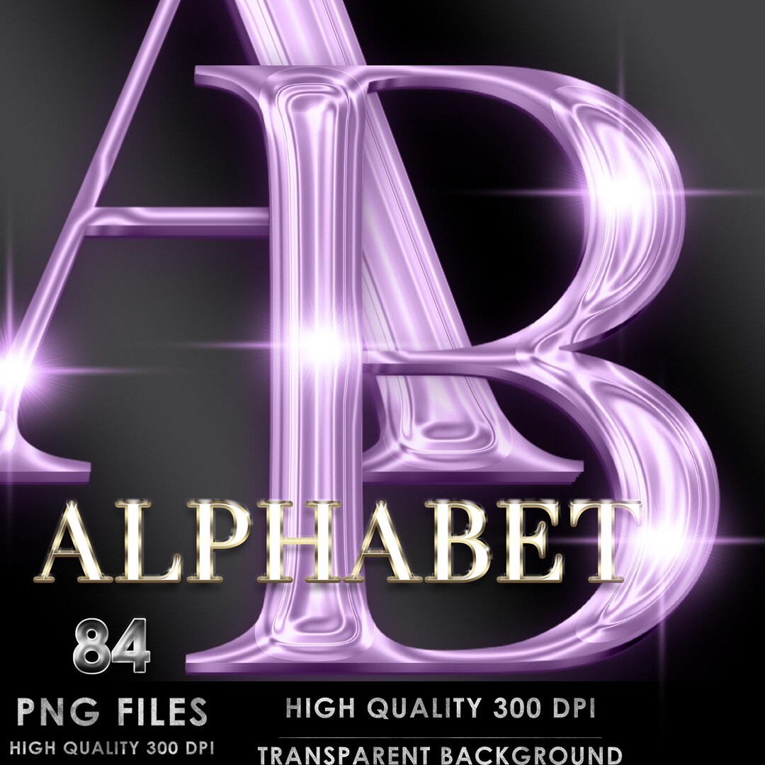 Purple Chrome Alphabet PNG Clip Art, Purple Chrome Letters Png, Glitter ...