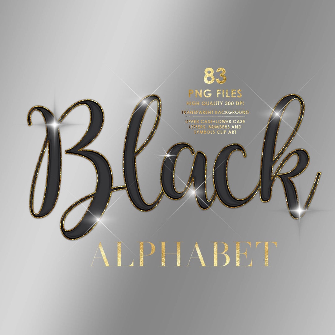 Glitter Black Alphabet PNG Clip Art, Glitter Letters, Script Alphabet ...