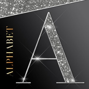 Glitter Silver Alphabet PNG Clip Art, Silver Chrome Letters, Glam ...