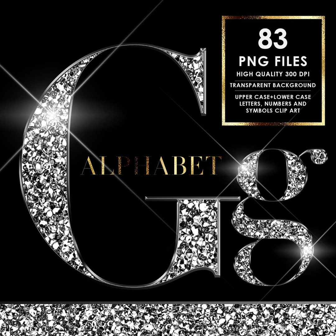 Silver Chunky Glitter Alphabet Clip Art, Silver Letters, Silver ...