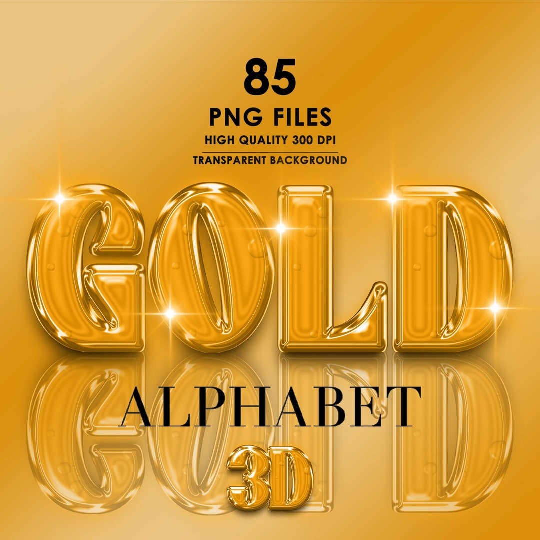 Gold Foil Alphabet Png Clip Art, Glitter Chrome Letters, Gold Chrome ...