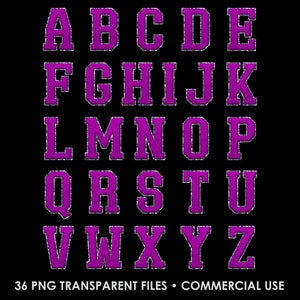 Purple Faux Embroidery Stitch Chenille Letters Clip Art, Sports College ...