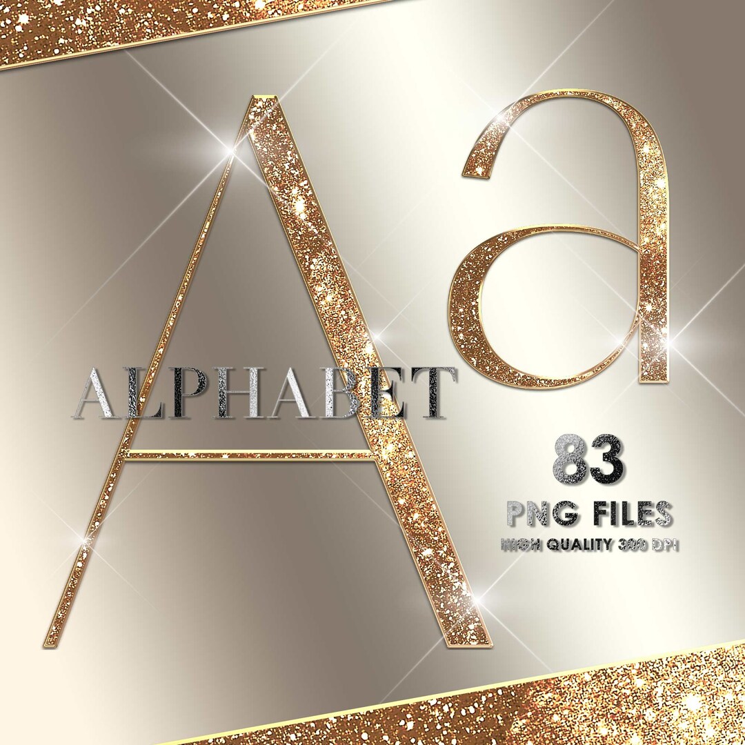 Glitter Gold Chrome Alphabet PNG Clip Art, Sparkling Thin Letters Png ...