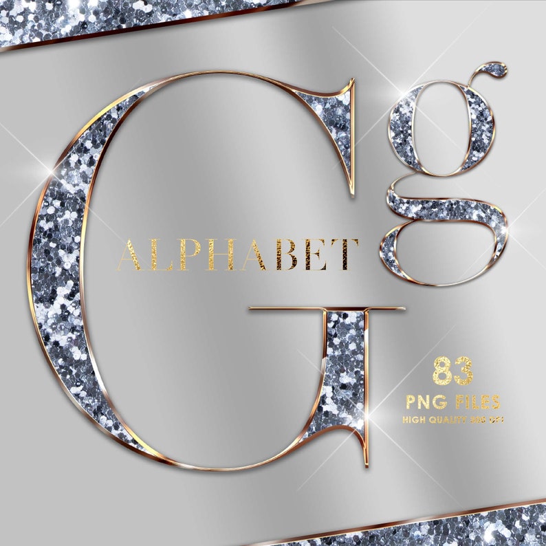 Glitter Silver Alphabet PNG Clip Art, Silver Chrome Letters, Silver ...