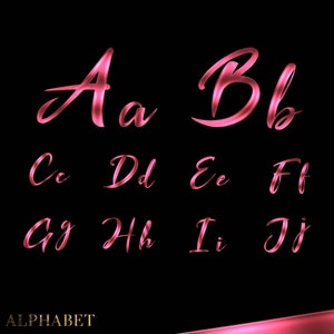 Pink Alphabet Png Clip Art, Script Alphabet PNG, Glitter Pink Letters ...