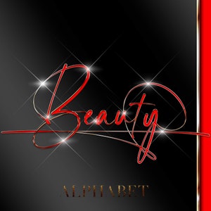 Red Chrome Alphabet Clipart, Red Alphabet PNG, Metallic Letters, Script ...