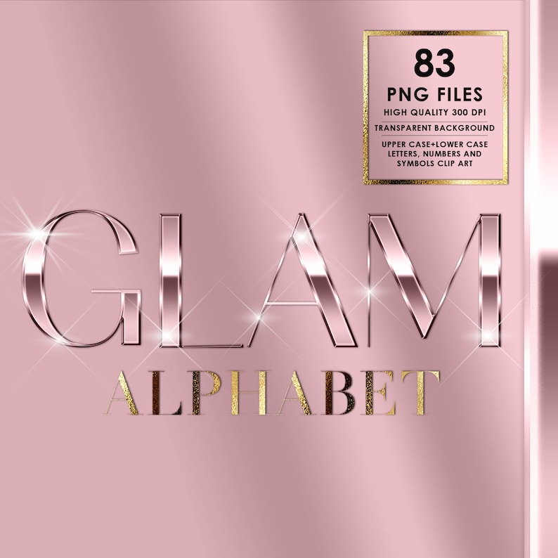 Rose Gold Chrome Alphabet PNG Clip Art, Pink Letters Png, Glam, Rose ...