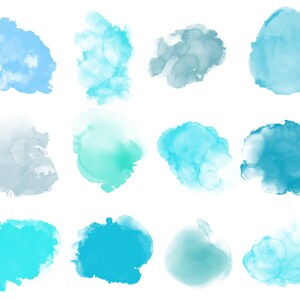 Turquoise Watercolor Clipart, Teal Alcohol Ink Png, Watercolour Circles ...