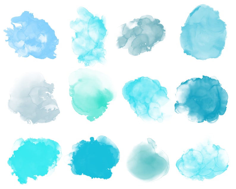 Turquoise Watercolor Clipart Teal Alcohol Ink Png - Etsy