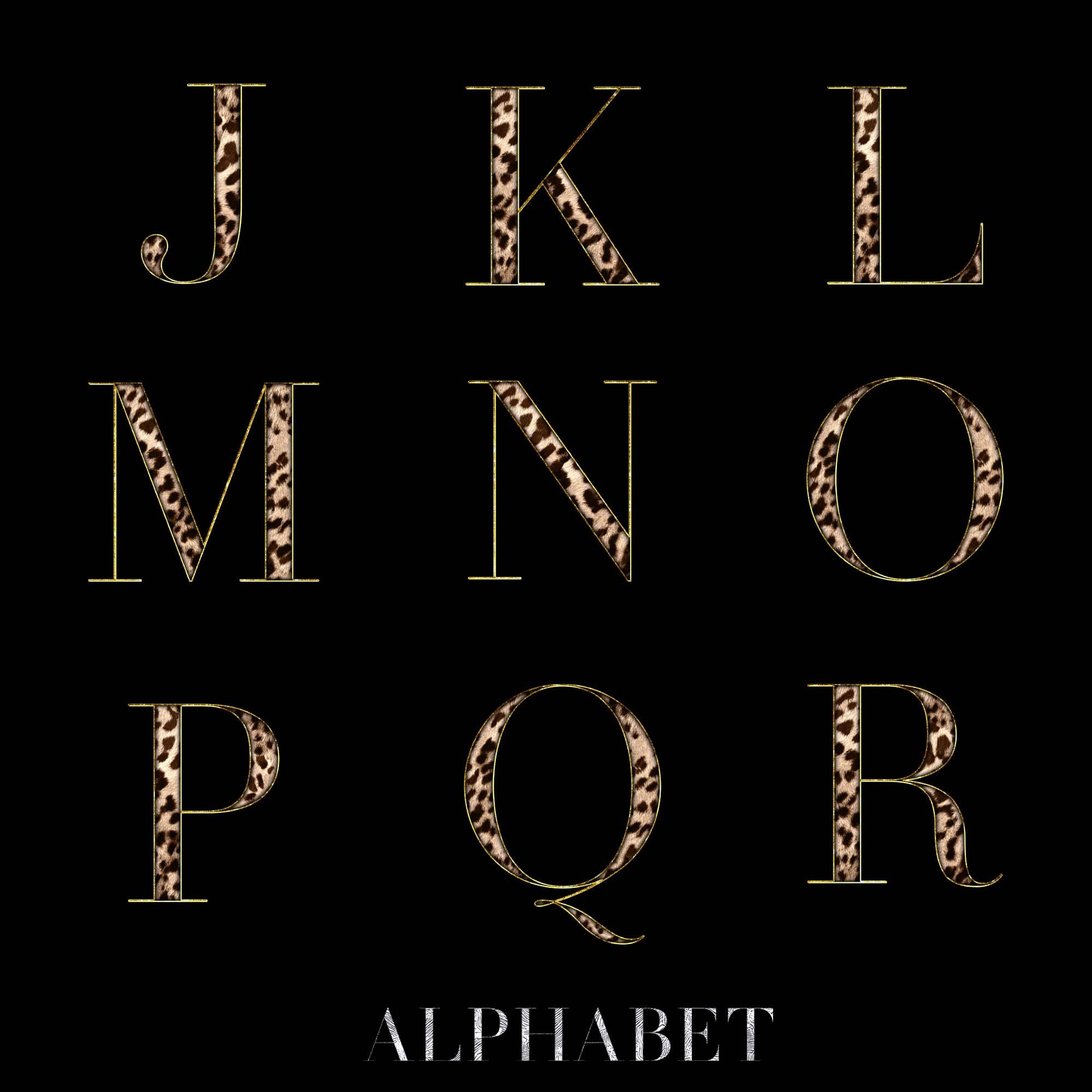 Leopard Pattern Alphabet Png Clip Art, Animal Skin Letters, Gold Chrome ...