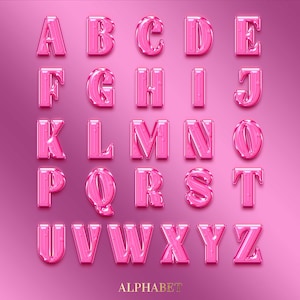 Pink Foil Alphabet Png Clip Art, Glitter Chrome Letters, Pink Foil ...