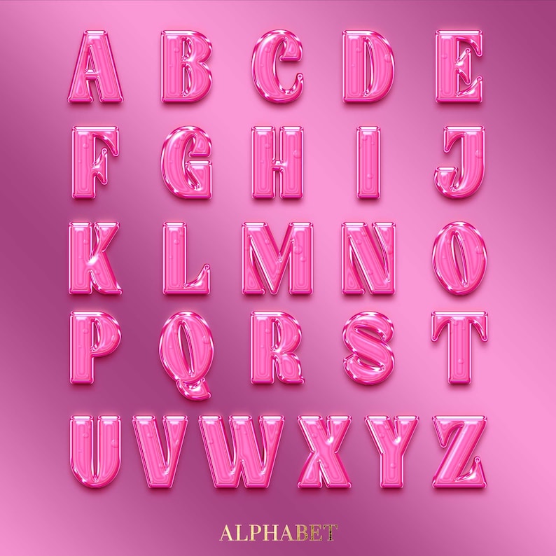 Pink Foil Alphabet Png Clip Art, Glitter Chrome Letters, Pink Foil ...