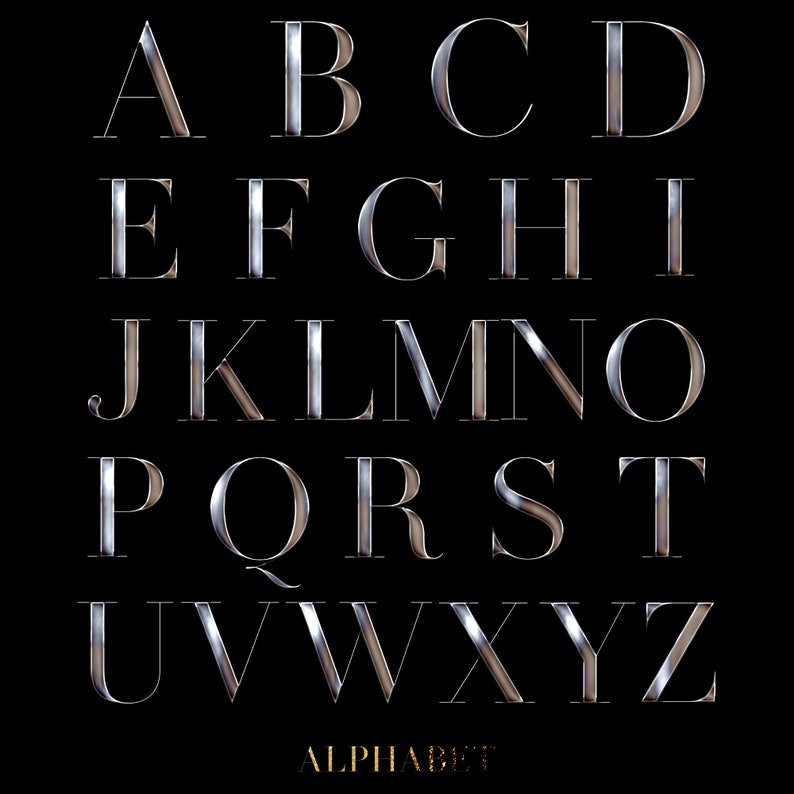 Liquid Silver Chrome Alphabet PNG Clip Art, Silver Letters Png, Luxury ...
