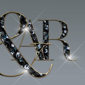 Black Diamond Alphabet PNG, Black Glitter in Gold Alphabet PNG, Glam ...