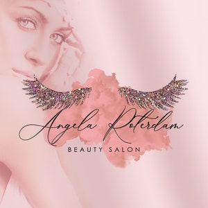 Pink Watercolor Logo, Beauty Logo, Lash Logo, Boutique Logo, Brow Logo ...