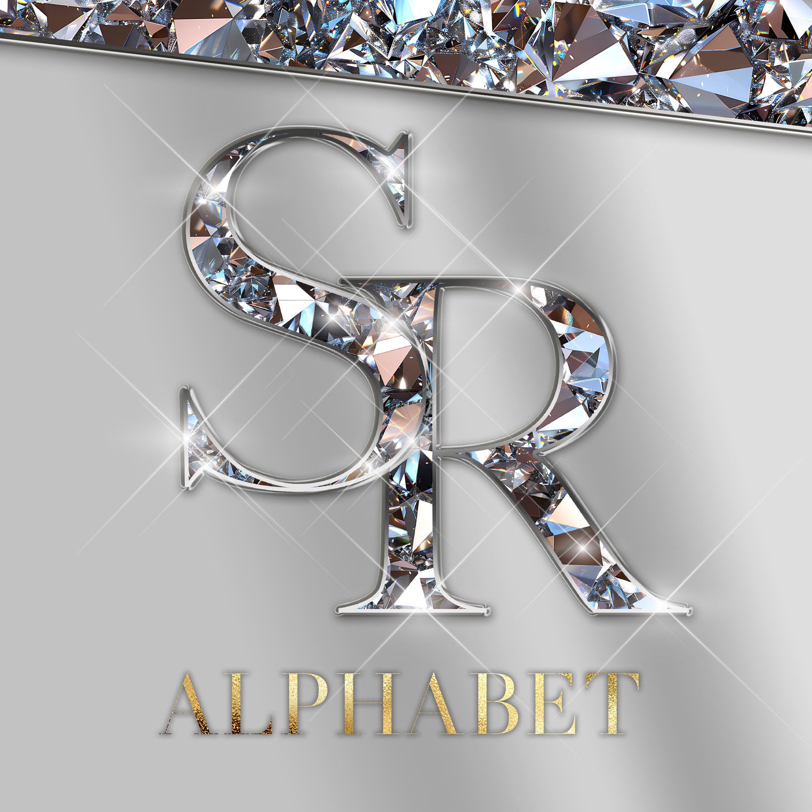 Diamond Alphabet Clipart, Glitter Glamour Letters PNG (digital Download ...
