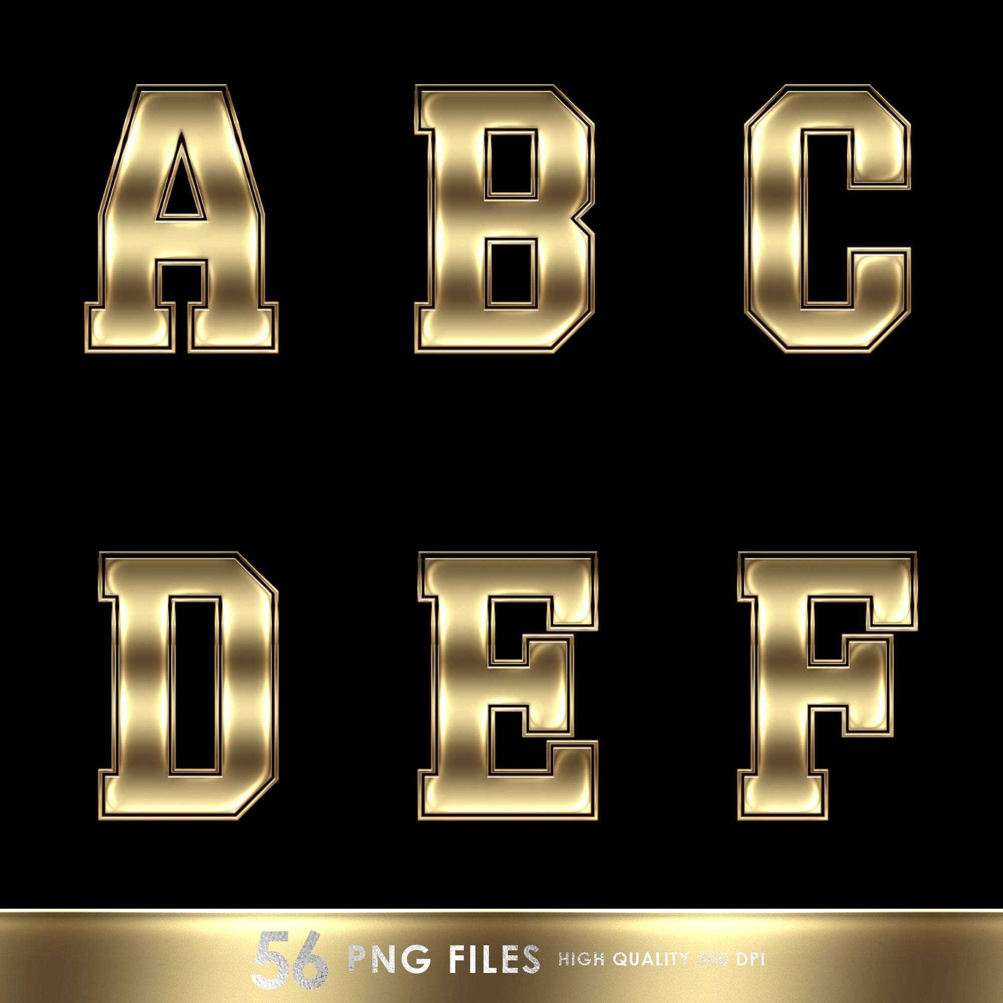 Varsity Alphabet Png, Gold Chrome Alphabet Clip Art, Gold Sport ...