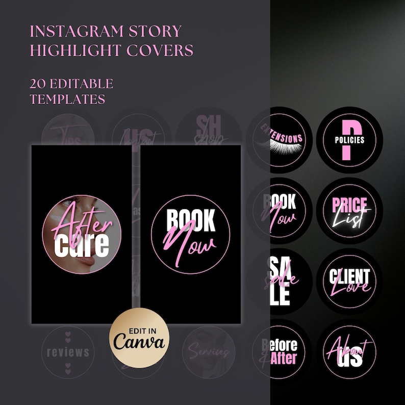 Editable Instagram Highlight Covers, IG Story Covers, Social Media ...