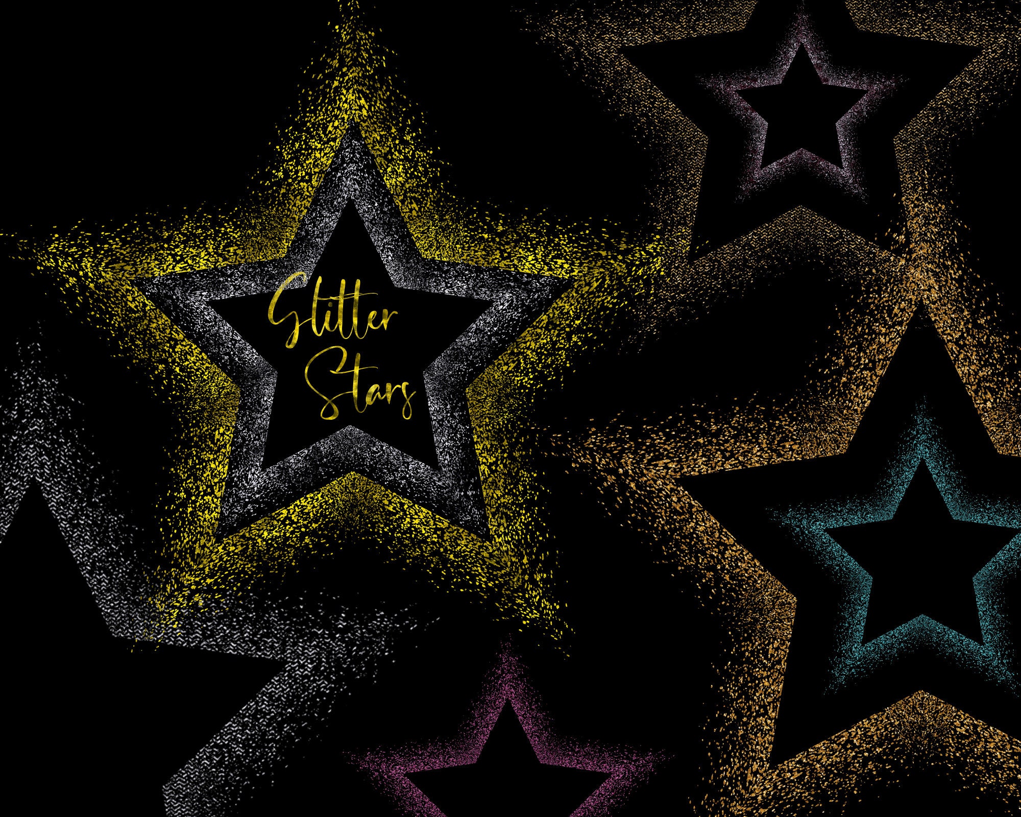 Gold foil stars clipart Silver Gold Glitter stars png Stars | Etsy
