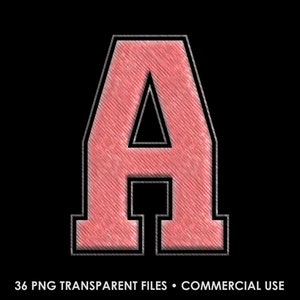 Pink Faux Embroidery Stitch Chenille Letters Clip Art, Sports College ...