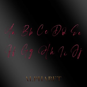 Glitter Alphabet Clipart, Red Alphabet PNG, Sparkling Letters, Cursive ...