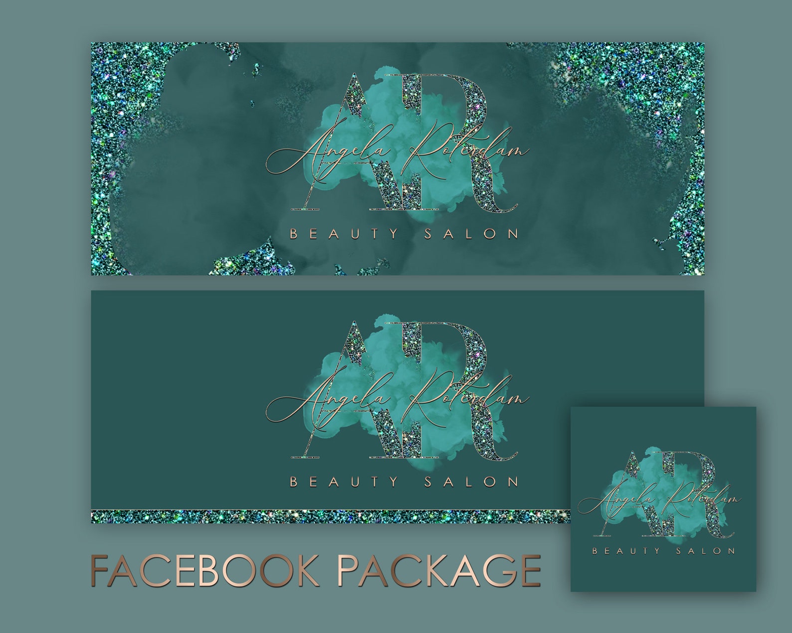 Turquoise Watercolour Logo Beauty Logo. Emerald Green Logo - Etsy