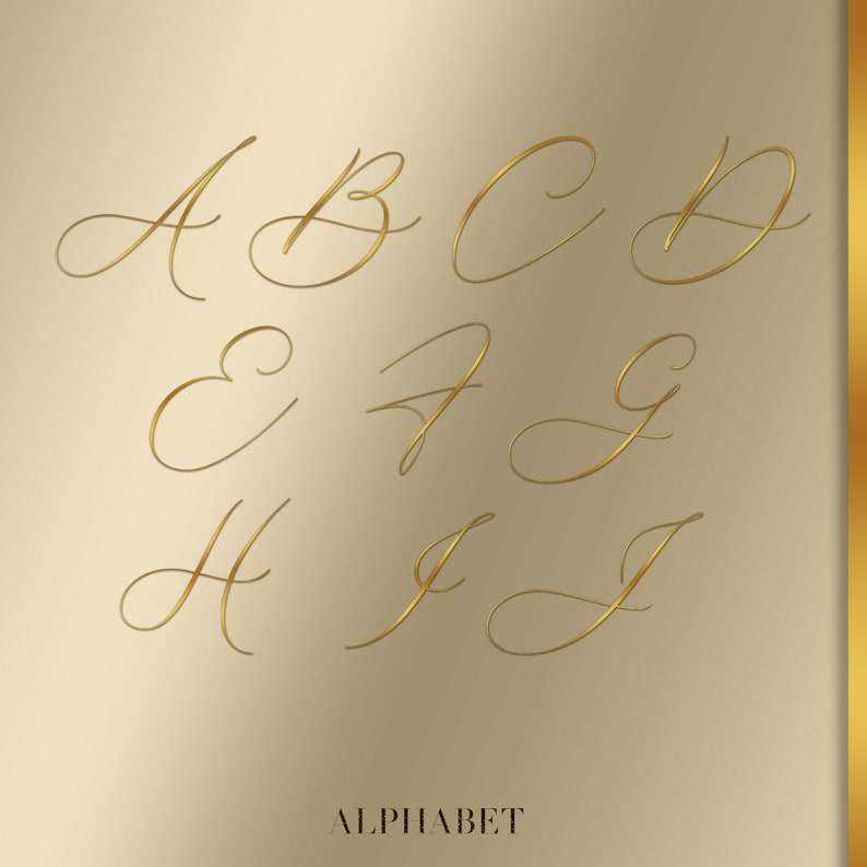 Gold Script Alphabet PNG, Metallic Letters Clipart (digital Download ...