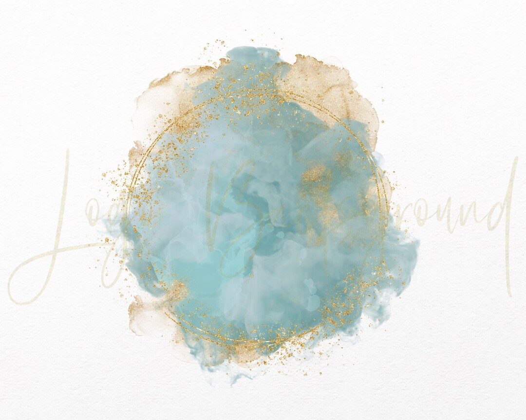 Blue Watercolor Splash Logo Background, Glitter Frame (instant Download ...