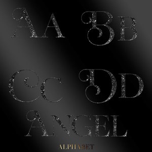 Glitter Black Alphabet PNG Clipart, Sparkling Black Letters, Bling ...