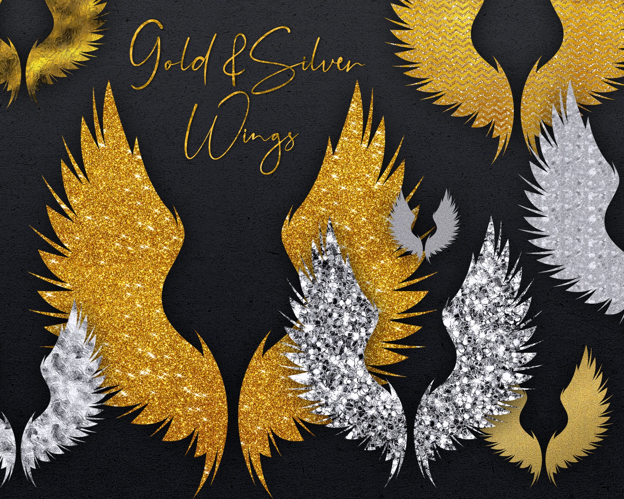 Angel Wings Png Gold Wings Elements Wings Png Digital | Etsy