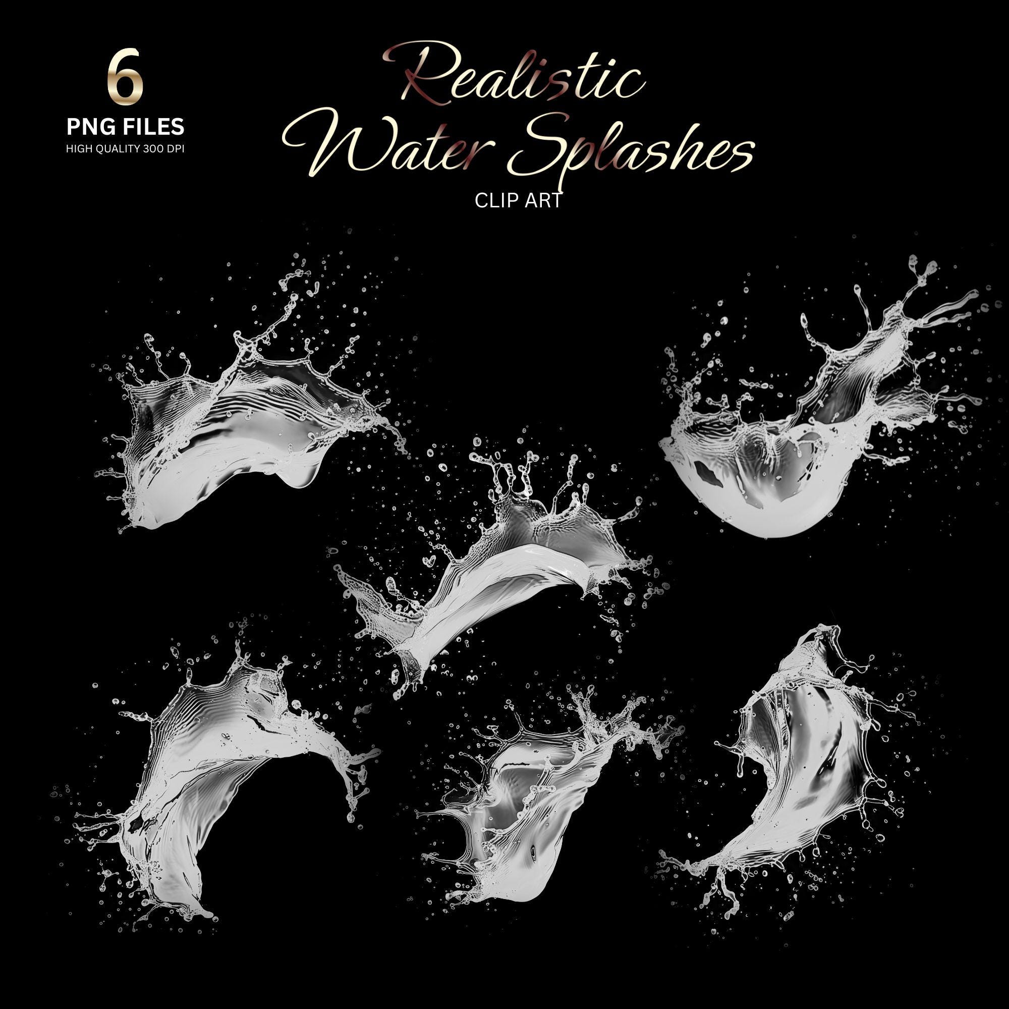 Realistic Water Splash Overlays, Transparent Background, Photoshop ...