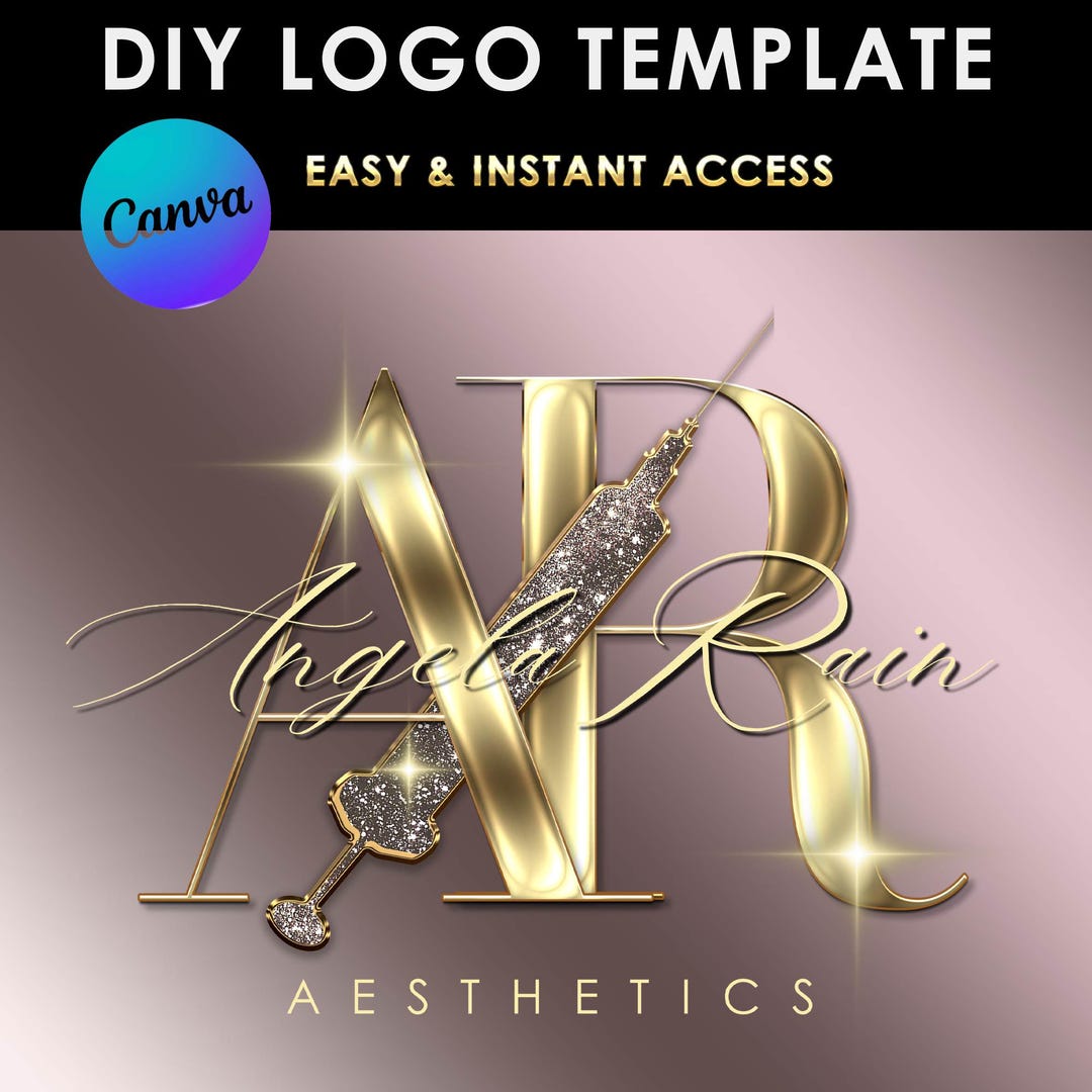 Syringe Logo, Editable DIY Logo Design Template, Gold Beauty Logo ...